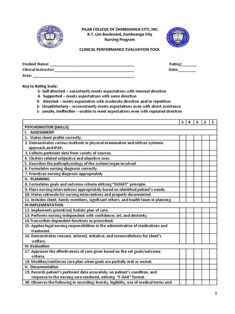 Rle Evaluation Tool Pdf Nursing Learning