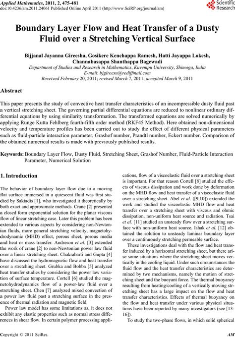 Boundary Layer Flow And Heat Transfer Of A Dusty Fluid Over A