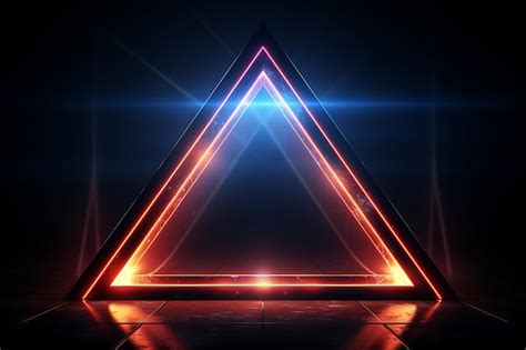 Premium Photo Abstract Triangular Neon Light Frame With Futuristic