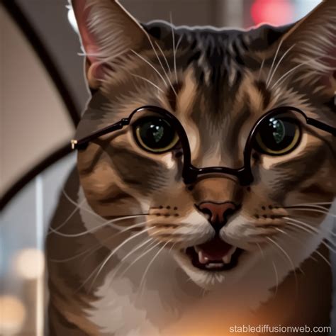 Cat With Stylish Glasses Stable Diffusion Online