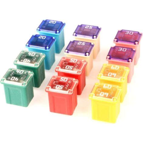 Surtido De 12 Fusibles Jcase De Perfil Bajo Y Forma Cuadrada De 12 V 24 V Para Coche 20 A25 A