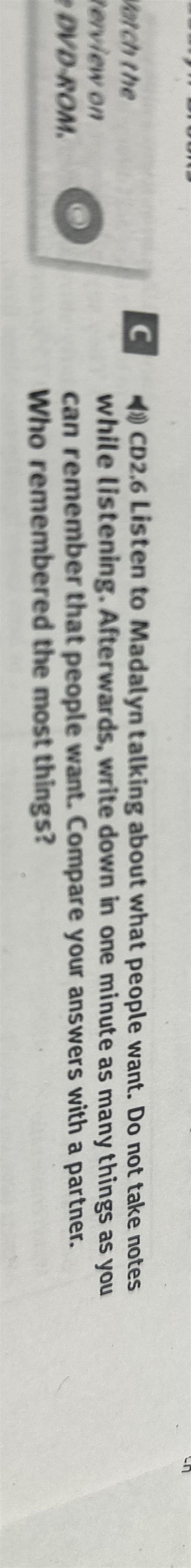 Solved Tarch Thec I ﻿cd26 ﻿listen To Madalyn Talking