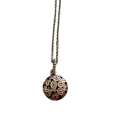 Womens Necklace With Pink Ribbon Breast Cancer Awareness Pendant B7f