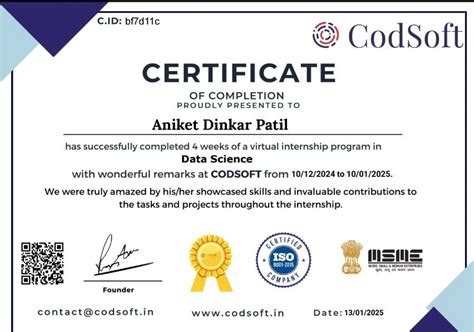 Datascience Internship Codsoft Learningjourney Gratitude Aniket