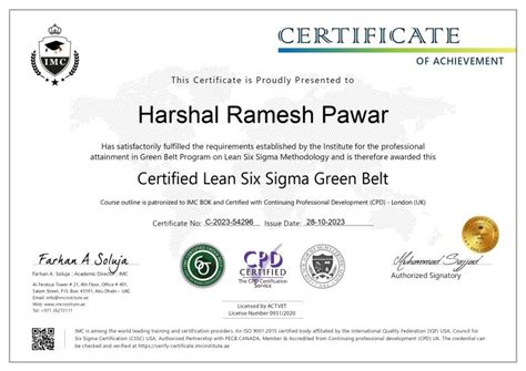 Harshal Pawar On Linkedin Leansixsigma Certification