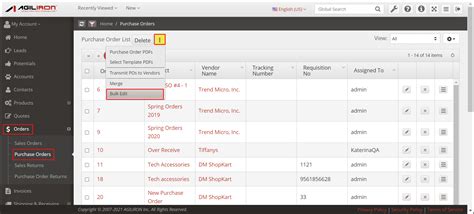 Bulk Edit Purchase Order List View