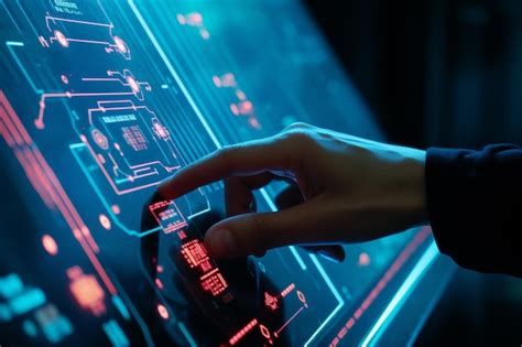 Closeup Of A Person Interacting With Abstract Interactive Interfaces