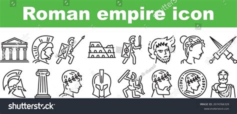 Roman Empire Icon Set Outline Thin Stock Vector Royalty Free