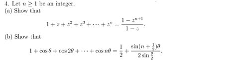 Solved 4 Let N 1 Be An Integer A Show That 1 Zn1 1