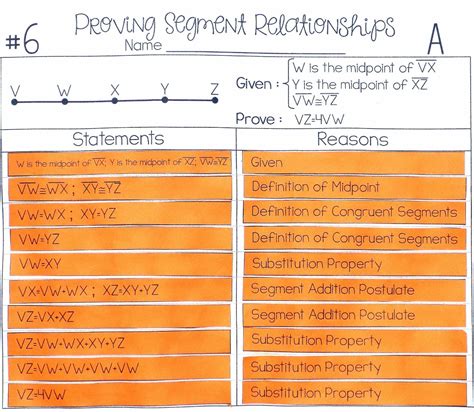 Segment Proofs Worksheets