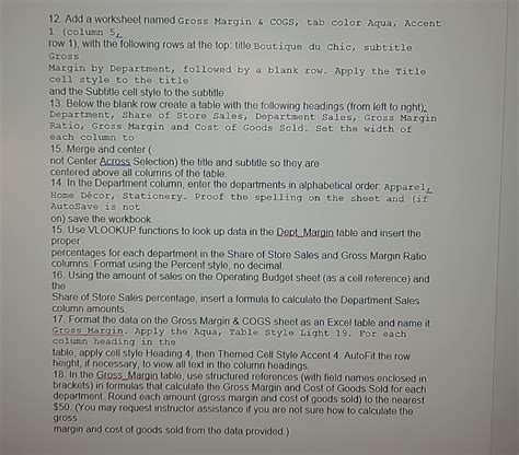 [solved] 12 Add A Worksheet Named Gross Margin And Solutioninn