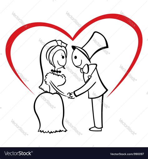 Couple On Wedding Royalty Free Vector Image Vectorstock