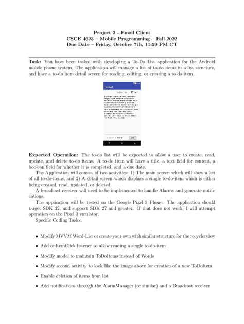 Fillable Online Csce Uark Project 2 Email Client Csce 4623 Mobile Programming Fax Email