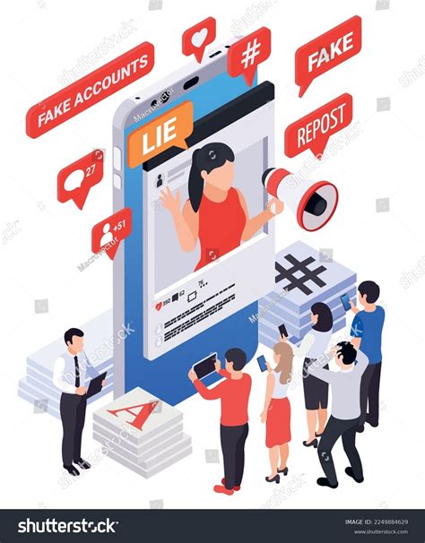 Fake News Disinformation Propaganda Isometric Composition Stock Vector Royalty Free 2249884629