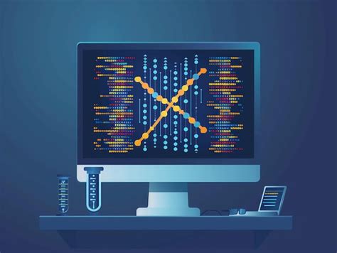 Clean Simple Illustration Of Dna Sequencing Data On A Computer Screen