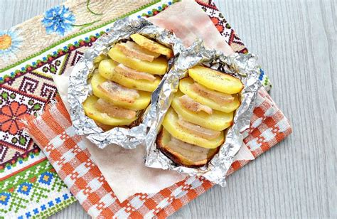 Картофель запеченный в фольге с салом рецепт приготовления Recipe Food Camembert Cheese