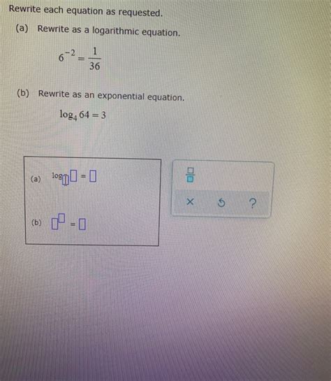 Solved Rewrite Each Equation As Requested A Rewrite As A Chegg Com