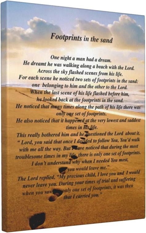 Footprints In The Sand Painting Poem Poster Classic Framed Canvas Wall