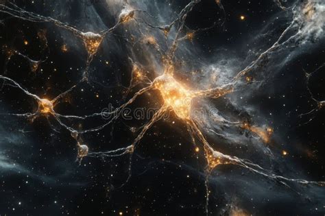 Cosmic Neural Network A Glowing Visualization Of Brain Cells Stock Illustration Illustration