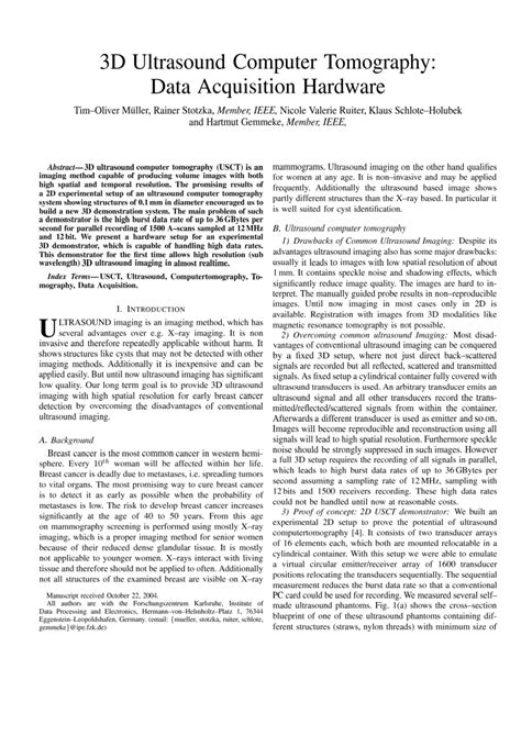 Pdf 3d Ultrasound Computer Tomography Data Acquisition Hardware