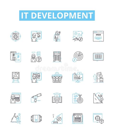 It Development Vector Line Icons Set It Development Software Coding Engineering Program