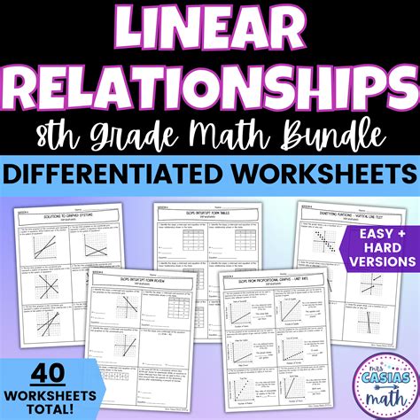 Linear Relationships Differentiated Worksheets 8th Grade Math Casias Math