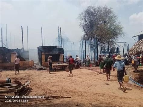 နဘဲပင်လှကျေးရွာကို စစ်တပ်က မီးရှို့ အိမ်ခြေ ၁၀၀ ကျော်အပါအဝင် ဘုန်းကြီးက