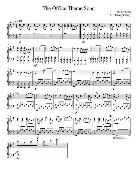 The Office Theme Song Sheet Music For Piano Solo Easy