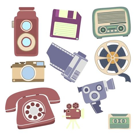 Premium Vector Retro Object Cute Sticker Set Illustration