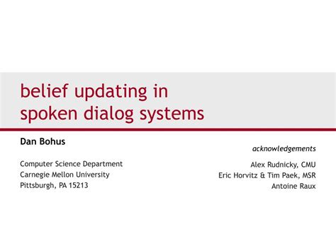 Ppt Belief Updating In Spoken Dialog Systems Powerpoint Presentation Id 190393