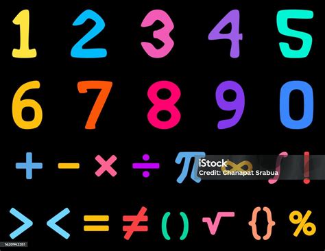 Colored Number Set And School Mathematical Symbols Stock Illustration