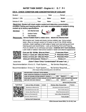 Fillable Online NATEF TASK SHEET Engine A Fax Email Print PdfFiller