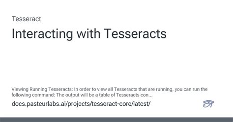 Interacting With Tesseracts Tesseract 101dev7g38d1c95 Documentation