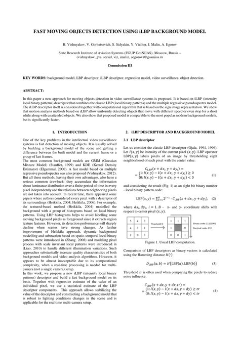 Pdf Fast Moving Objects Detection Using Ilbp Background Model
