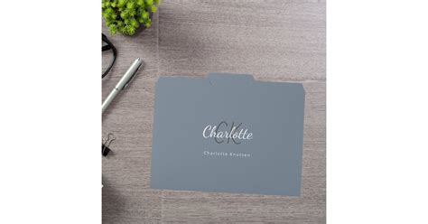 gray monogram initials name script file folder zazzle