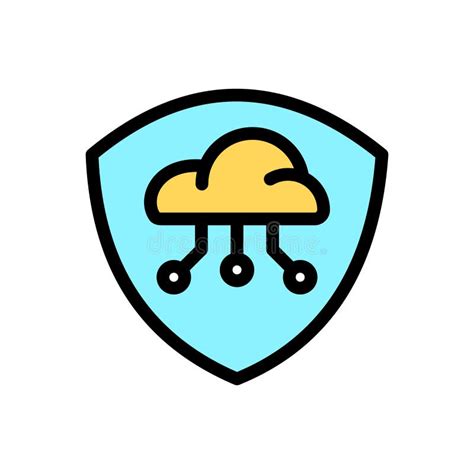 Icon Shield Cloud System Stock Vector Illustration Of Protection
