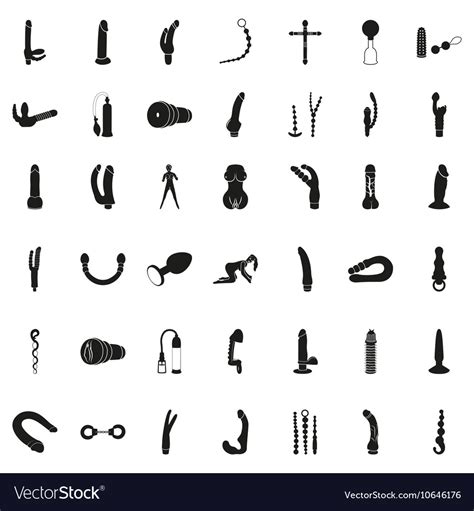 Set Of Simple Black Sex Shop Icons Royalty Free Vector Image