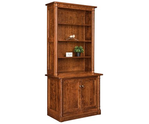 Covington 2 Door Credenza With Bookcase Topper Amish Oak And Cherry