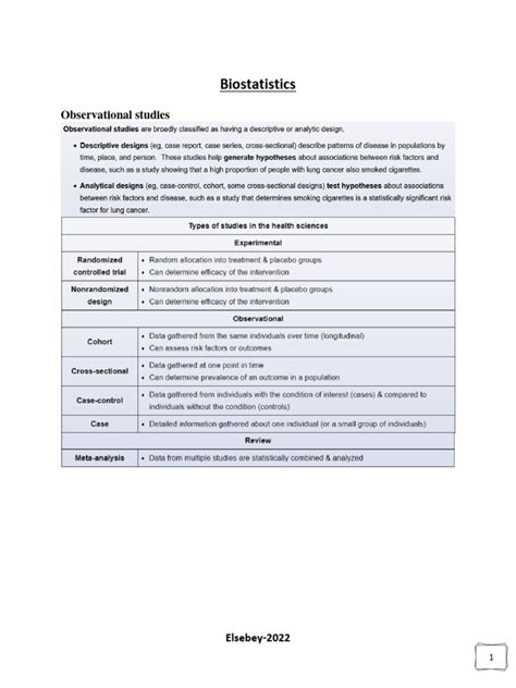 Biostatistics Notes Pdf Cohort Study Medical Humanities