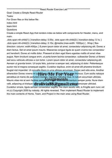 React Router Exercise Pdf