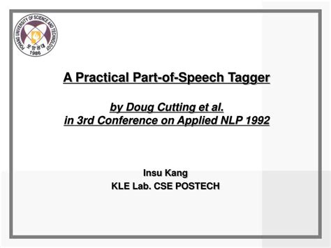 ppt a practical part of speech tagger by doug cutting et al in 3rd
