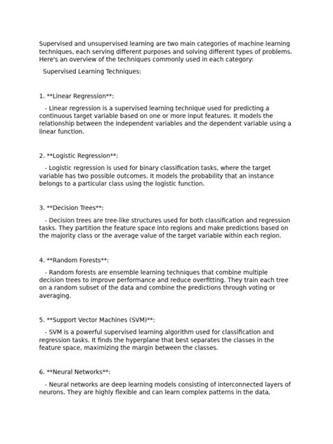 Techniques In Supervised And Unsupervised Ml Pdf Support Vector