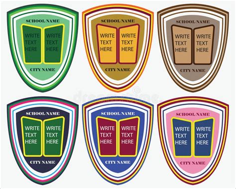 Set Of School Monogram In Different Colors And Text Stock Illustration