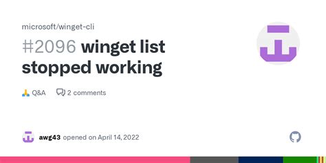 Winget List Stopped Working · Microsoft Winget Cli · Discussion 2096 · Github