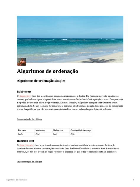 Guia Algoritmos De Ordenação Pdf