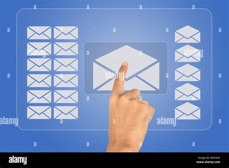 Finger Touching E Mail Sign On Transparent Digital Touch Screen Stock Photo Alamy