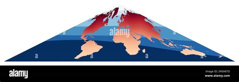 World Map Vector Collignon Equal Area Pseudocylindrical Projection World In Red Orange