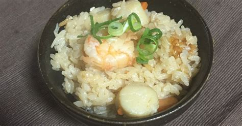 ホタテ、海老のにんにく炊き込みご飯 By Rionaのおうち飯 【クックパッド】 簡単おいしいみんなのレシピが370万品