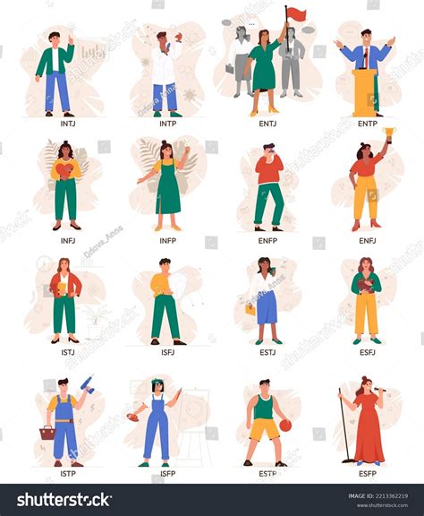 set mbti person types socionics mbti stock vector royalty free
