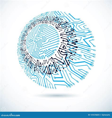 vector technology cpu design with circular microprocessor scheme computer circuit board stock